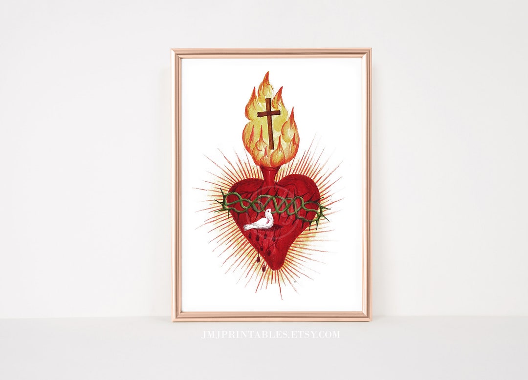 Sacred Heart of Jesus PRINTABLE Catholic Art Watercolor Painting ...