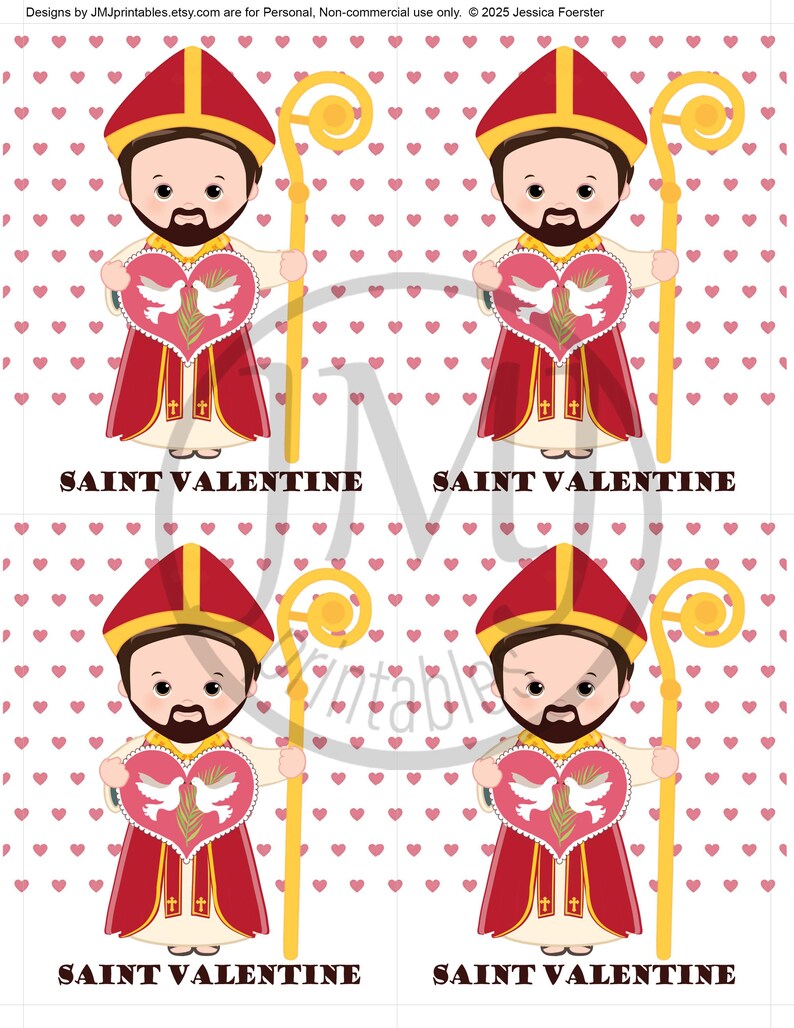 Saint Valentine Prayer Card Kids PRINTABLE Holy Card St Valentines Day ...