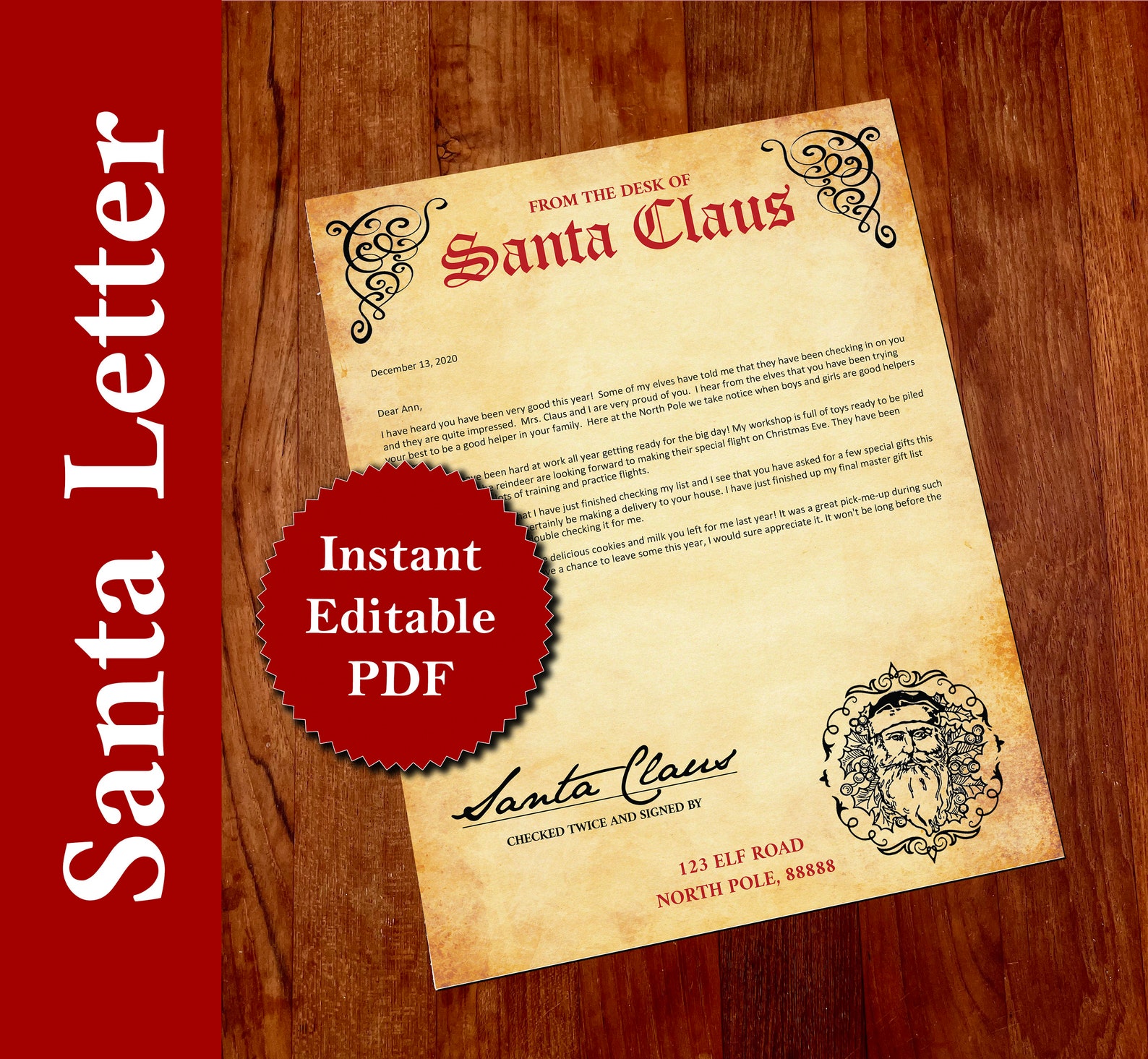 Letter From Santa and Nice List Certificate Bundle | Editable Christmas ...