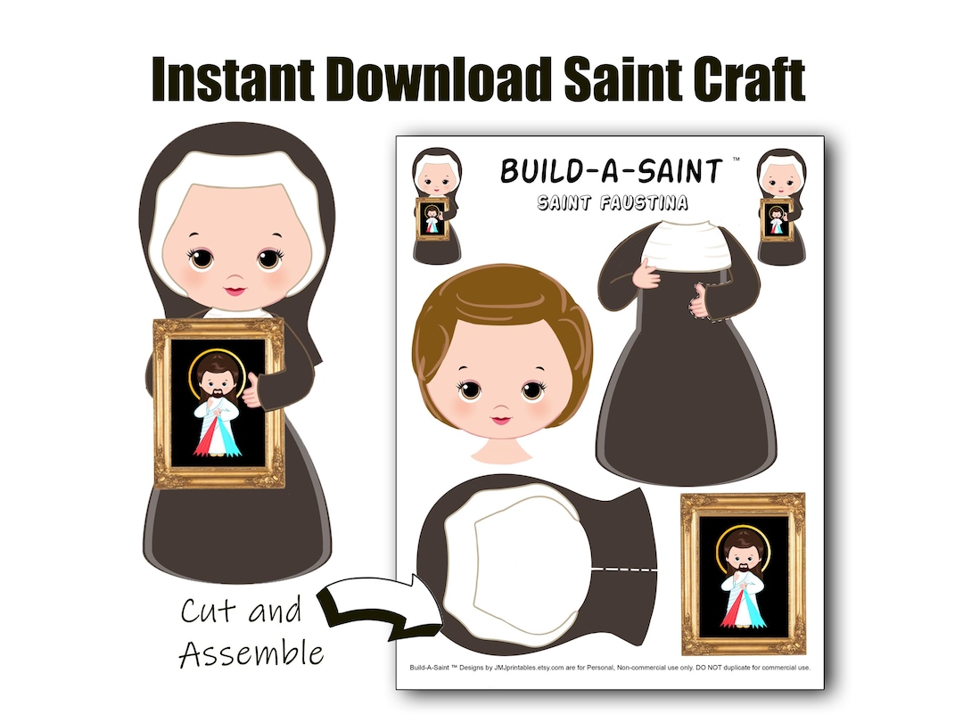 Divine Mercy Catholic Craft Easter Saint Faustina Activity Page Paper ...