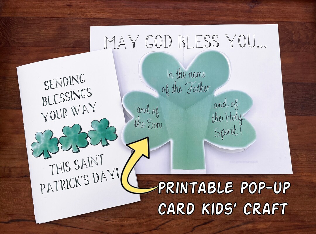 Saint Patrick Craft Catholic Lent PRINTABLE Craft Kids Shamrock Pop-up ...