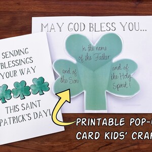 Saint Patrick Craft Lent Kids PRINTABLE Catholic Craft Shamrock Pop-up ...