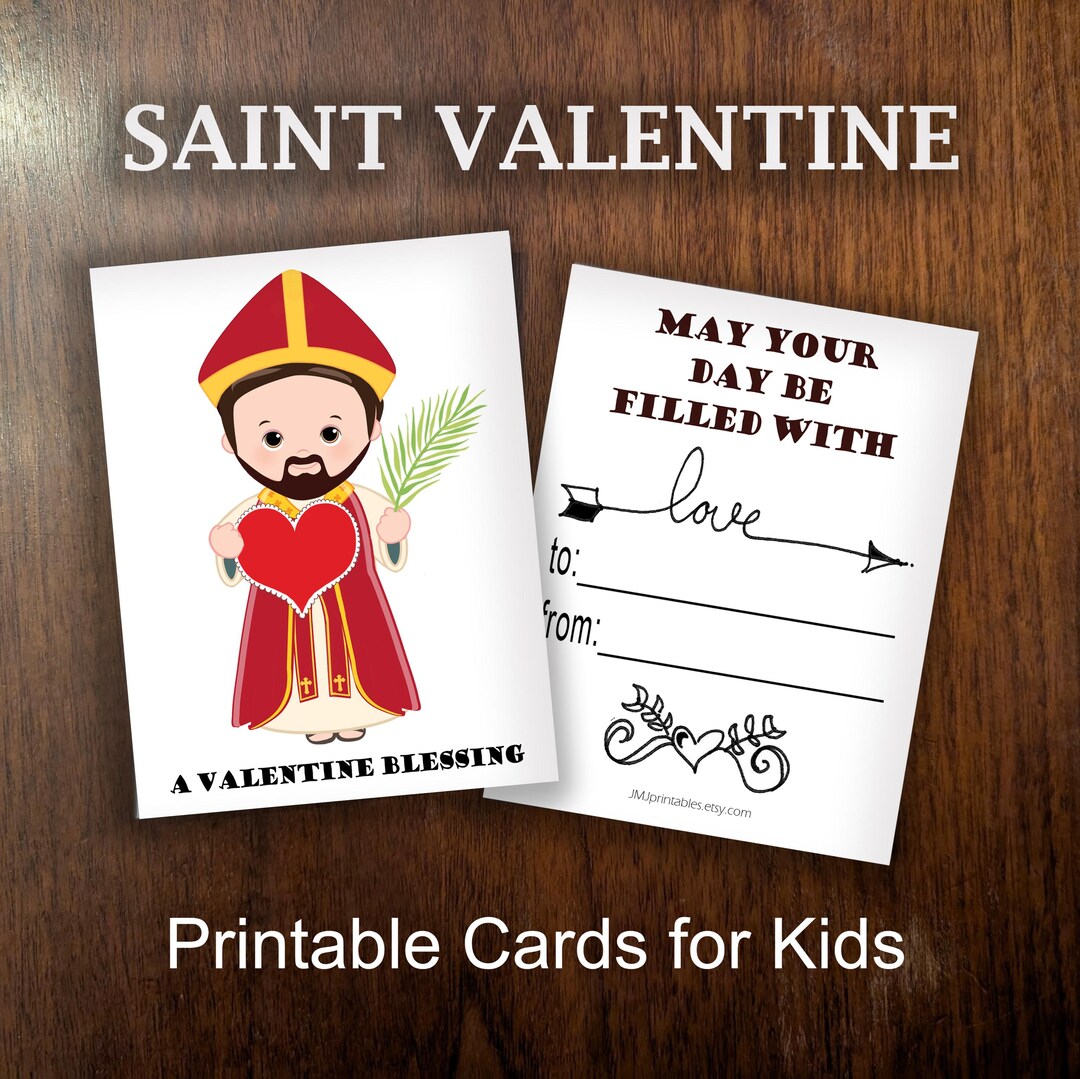 Printable Saint Valentine Card for Kids Catholic School Valentine's Day ...