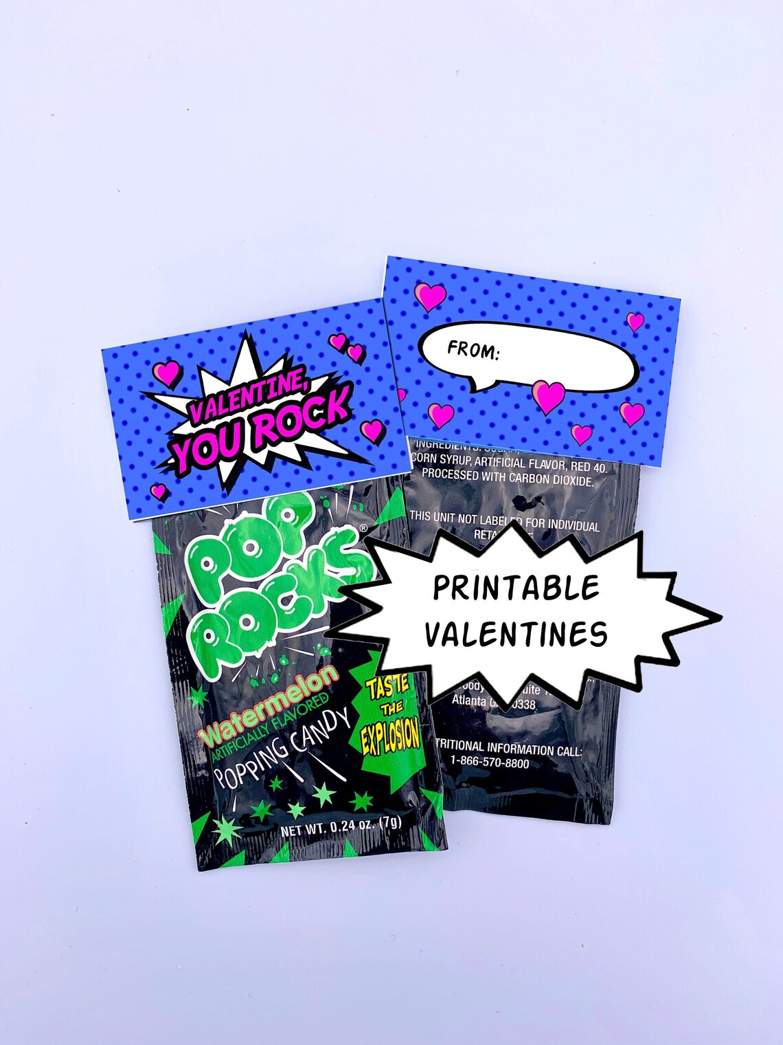 Instant Download Pop Rocks Valentine Card Printable Candy Favor Treat ...