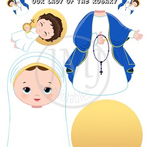 Our Lady of the Rosary Catholic Paper Doll Craft Mary BUILD A SAINT ...
