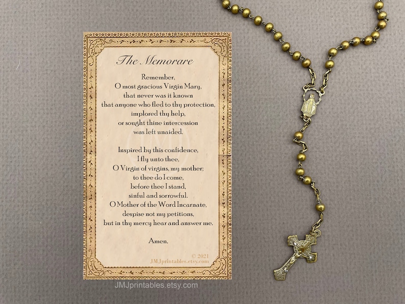 Memorare Blessed Virgin Mary Holy Card PRINTABLE Digital | Etsy