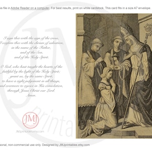 PRINTABLE Confirmation Card, Catholic Vintage Woodcut, Instant Digital ...