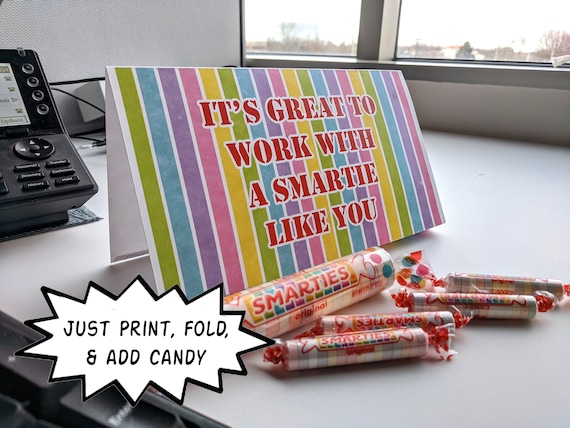Office Fun Smarties Candy Theme PRINTABLE Stand up Desk Card - Etsy