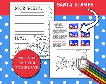 Printable Letter to Santa Coloring Page Christmas Wish List - Etsy