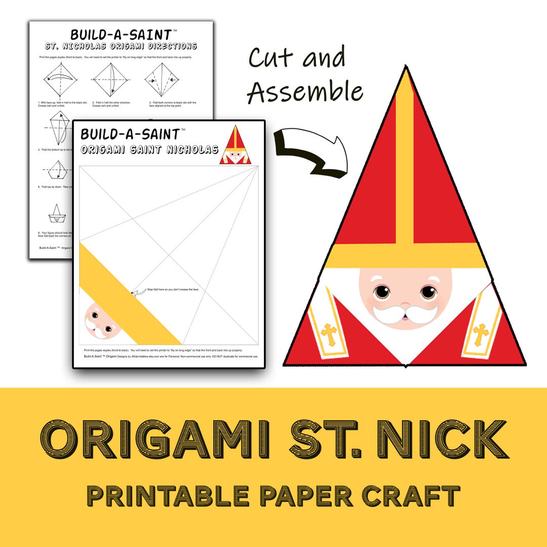 Saint Nicholas Craft Catholic Origami St Nick Printable Paper Ornament ...