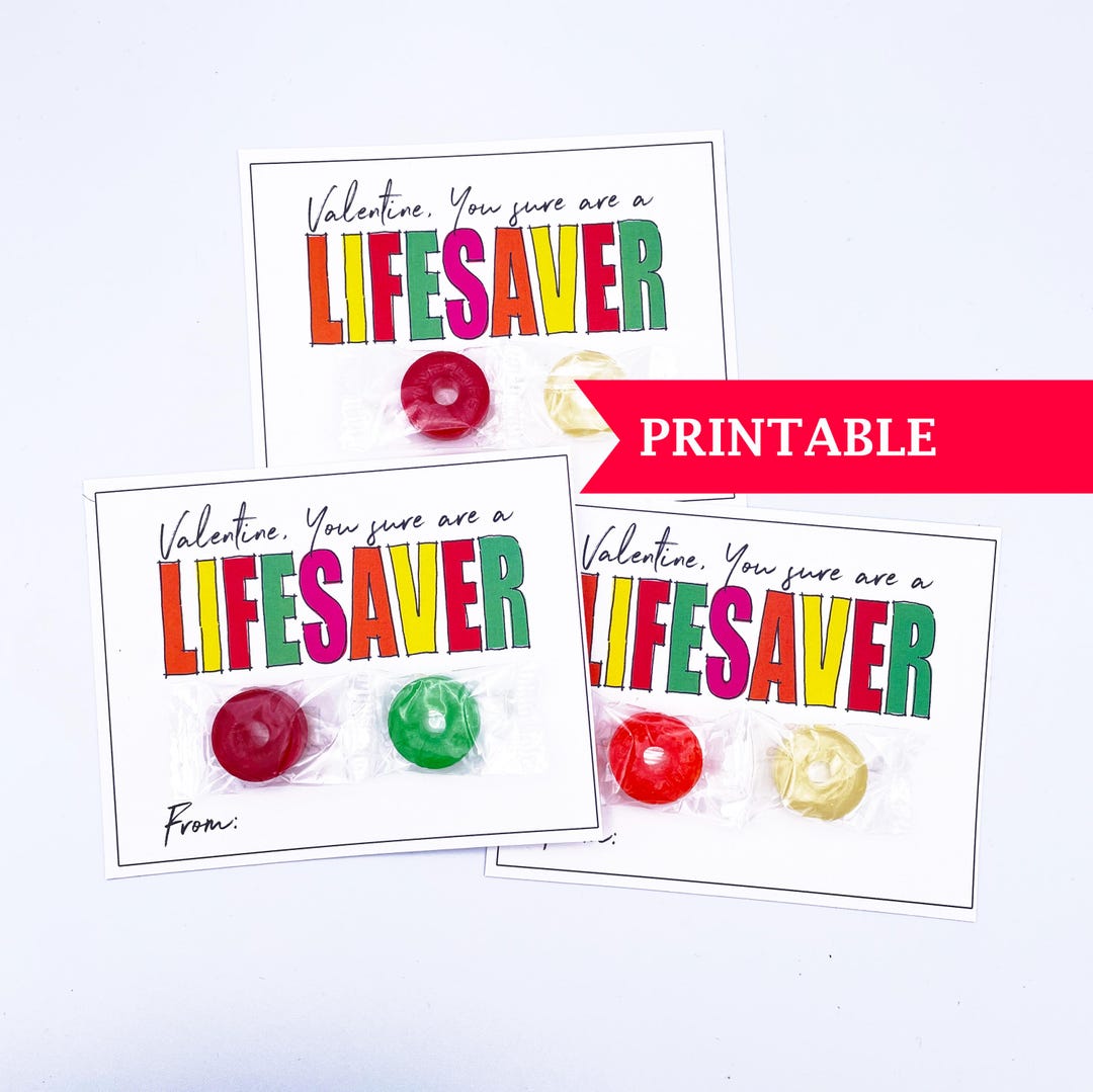 Kid Valentine Cards Instant Download PRINTABLE Candy Lifesaver Treat ...