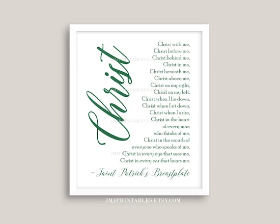 Saint Patrick Breastplate Prayer Print PRINTABLE Catholic Art - Etsy