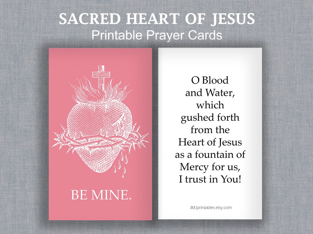 Catholic Valentine Prayer Card Sacred Heart PRINTABLE Holy Card Divine ...