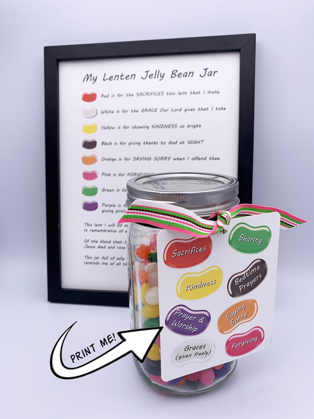 Lent Activity for Kids PRINTABLE Sacrifice Jar Jelly Bean TAGS and ...
