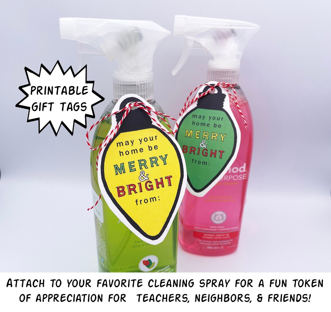 Printable Gift Tag for Cleaning Spray Bottle | Last Minute Neighbor ...