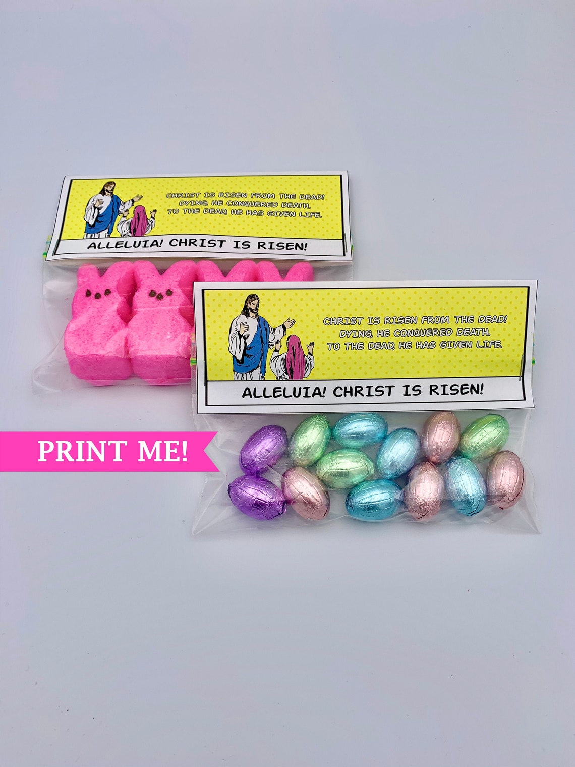 PRINTABLE Easter Bag Toppers, Digital Jesus RESURRECTION Easter Basket ...