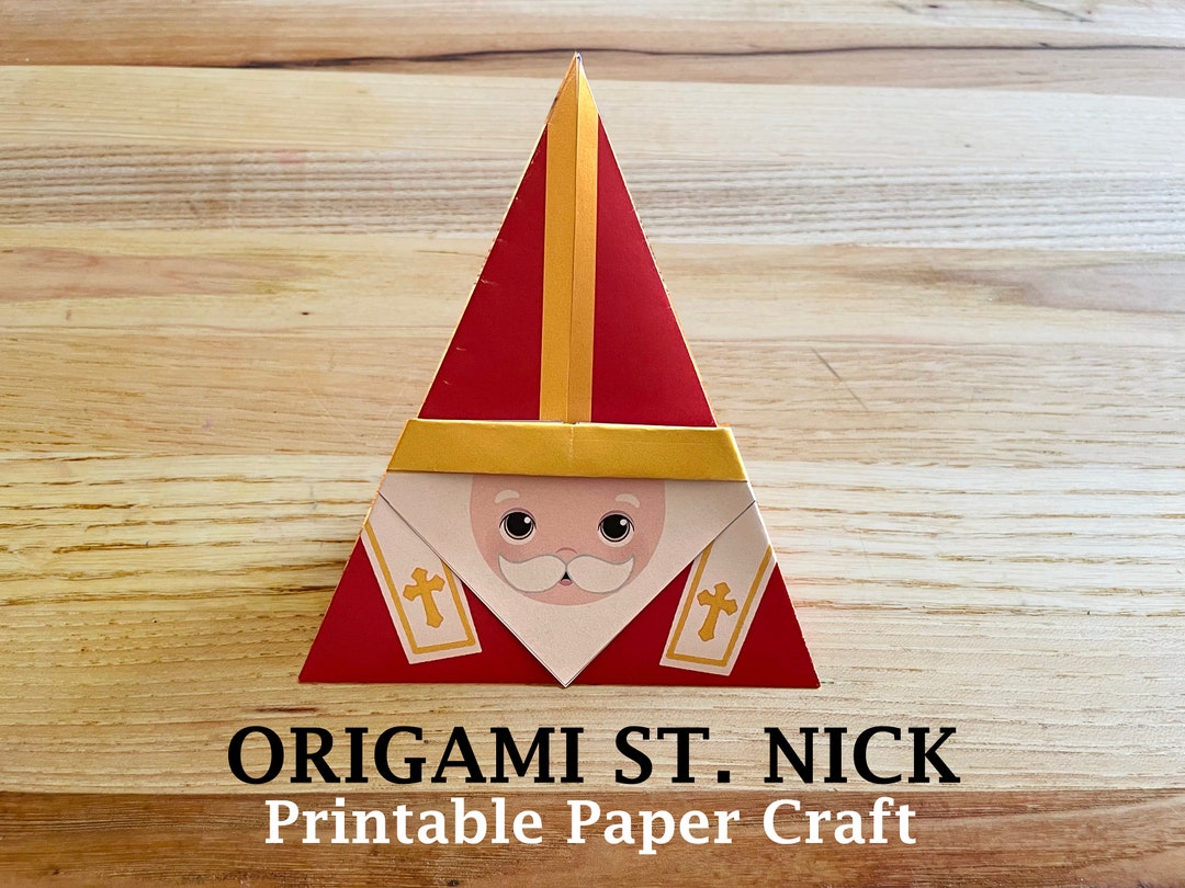 Saint Nicholas Craft Catholic Origami St Nick Printable Paper Ornament ...