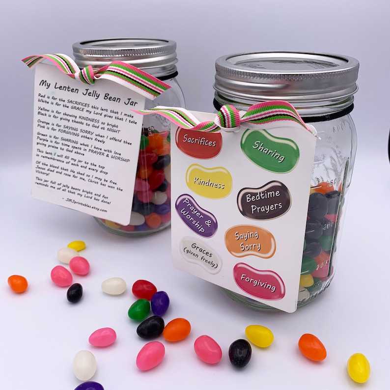 Lent Activity for Kids PRINTABLE Sacrifice Jar Jelly Bean TAGS and ...