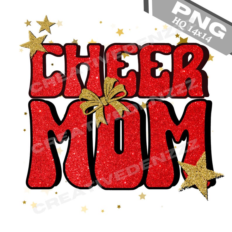 Cheer Mom PNG: Red Glitter Clipart for Sublimation (digital Download ...
