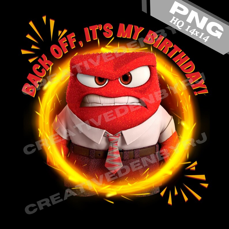 Inside Out Anger PNG: Birthday Cake Topper, Party Clipart (digital ...