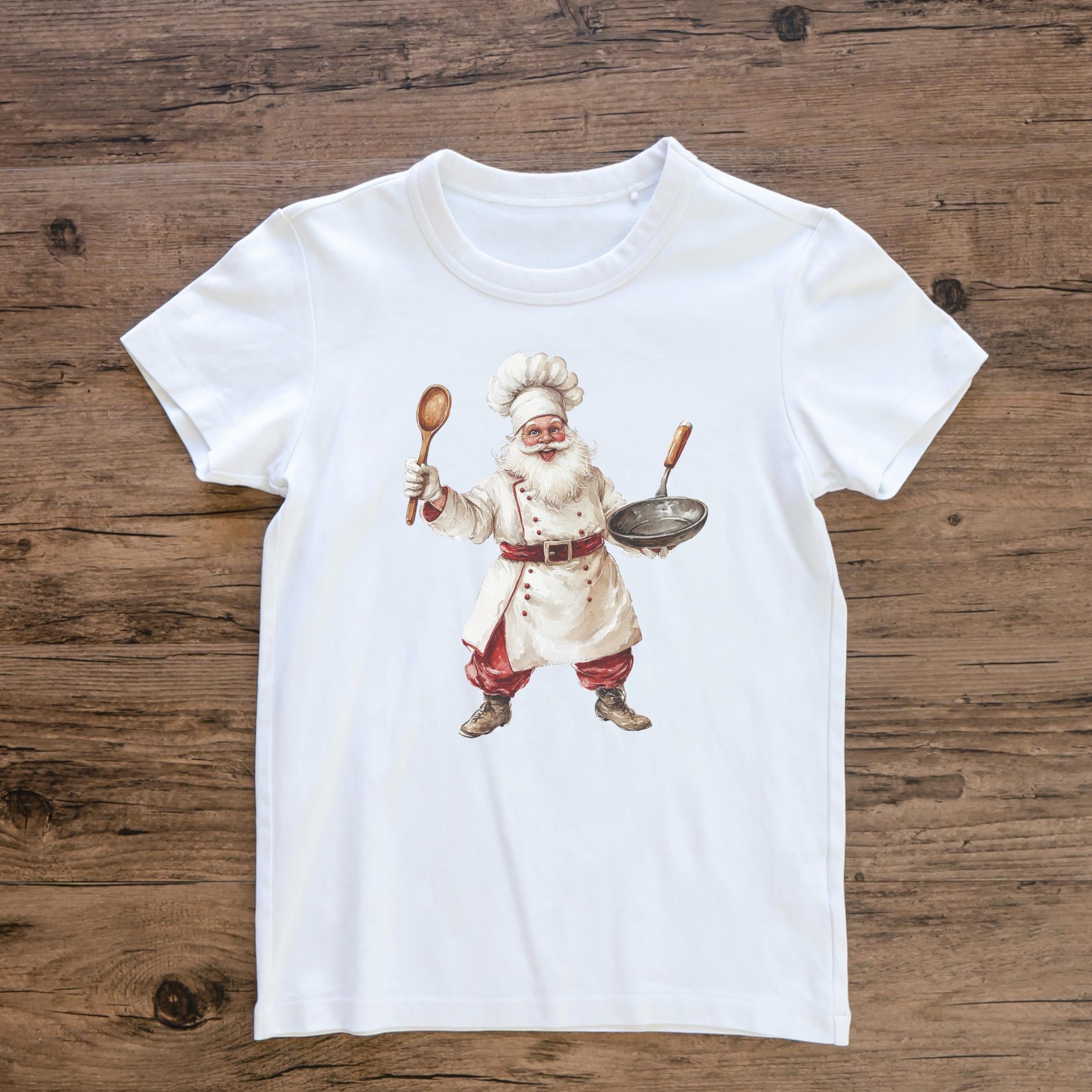 Chef Santa PNG Clipart Bundle: Funny Christmas T-shirt Design (digital ...
