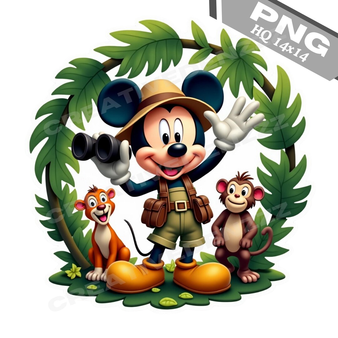 Jungle Explorer Mickey Mouse PNG: Shirt Sublimation Design (digital ...