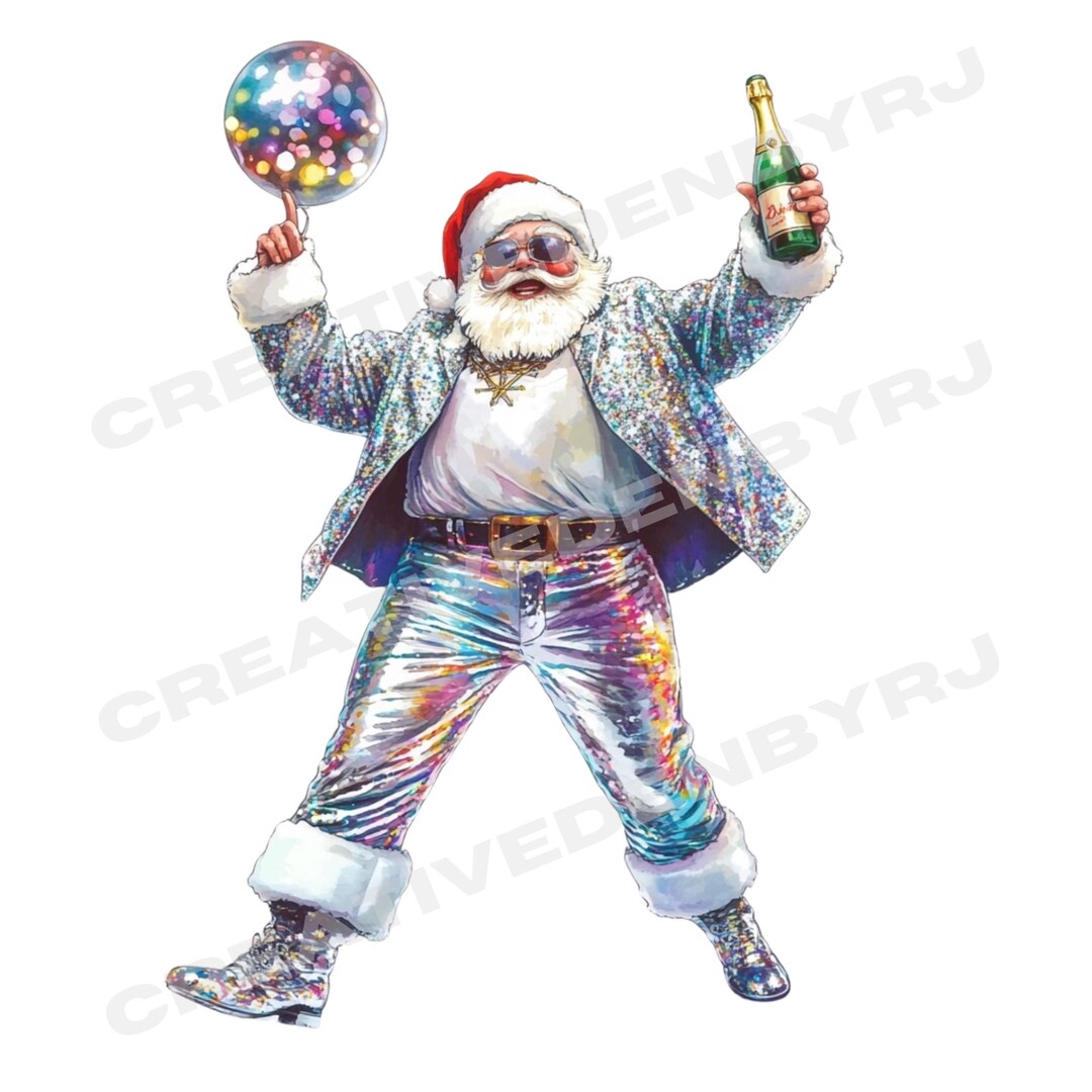 Disco Drunk Santa PNG, Retro Partying Santa, Dancing Christmas Santa ...