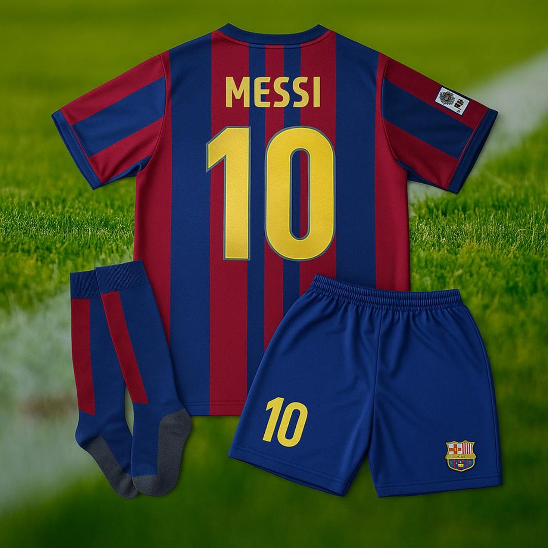 Messi Barcelona Home Kids Soccer Jersey Kit | 22-23 Limited Special ...