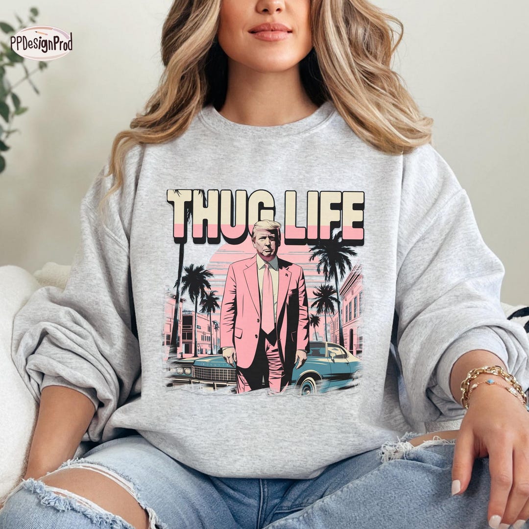 Thug Life Trump PNG Retro Neon Aesthetic Digital Download, Vaporwave ...