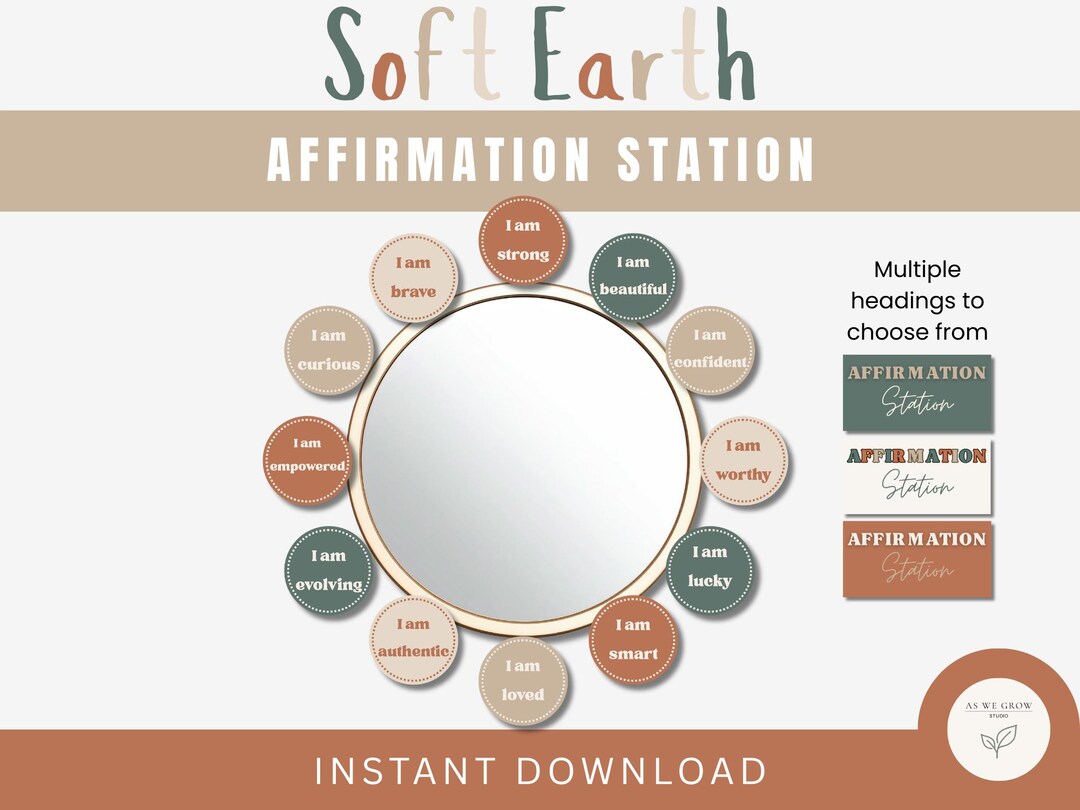 Affirmation Station SOFT EARTH | Positive Affirmations Mirror Display ...