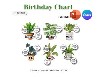 BOHO BOTANY Birthday Display, Birthday Chart, Plants Themed Classroom ...