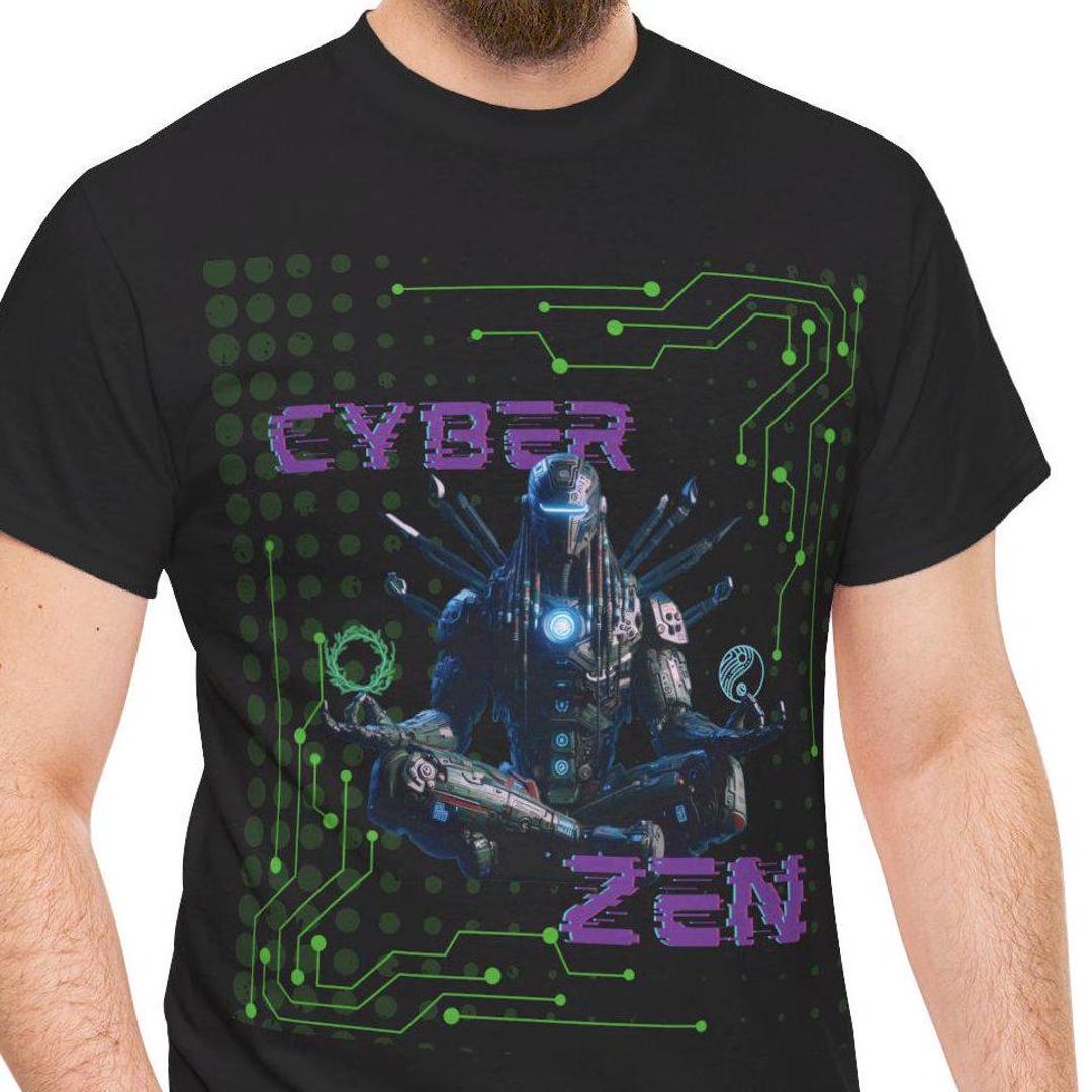 Cyber Zen T-shirt, Cyberpunk Shirt, Buddha Robot Meditation Tee, Zen ...