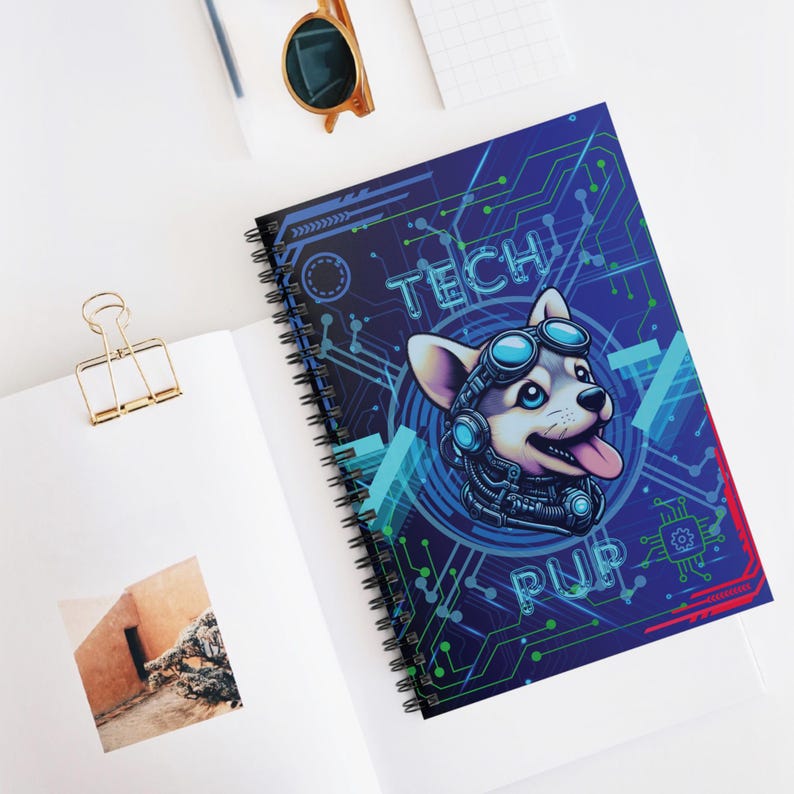 Tech Pup Cyberpunk Designed Spiral Notebook - Ruled Line, Back to ...