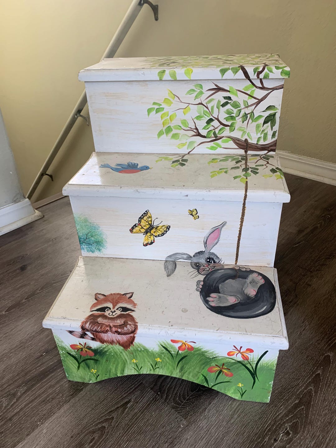 Hand-painted Wooden Artisanal Kids Staircase - Etsy