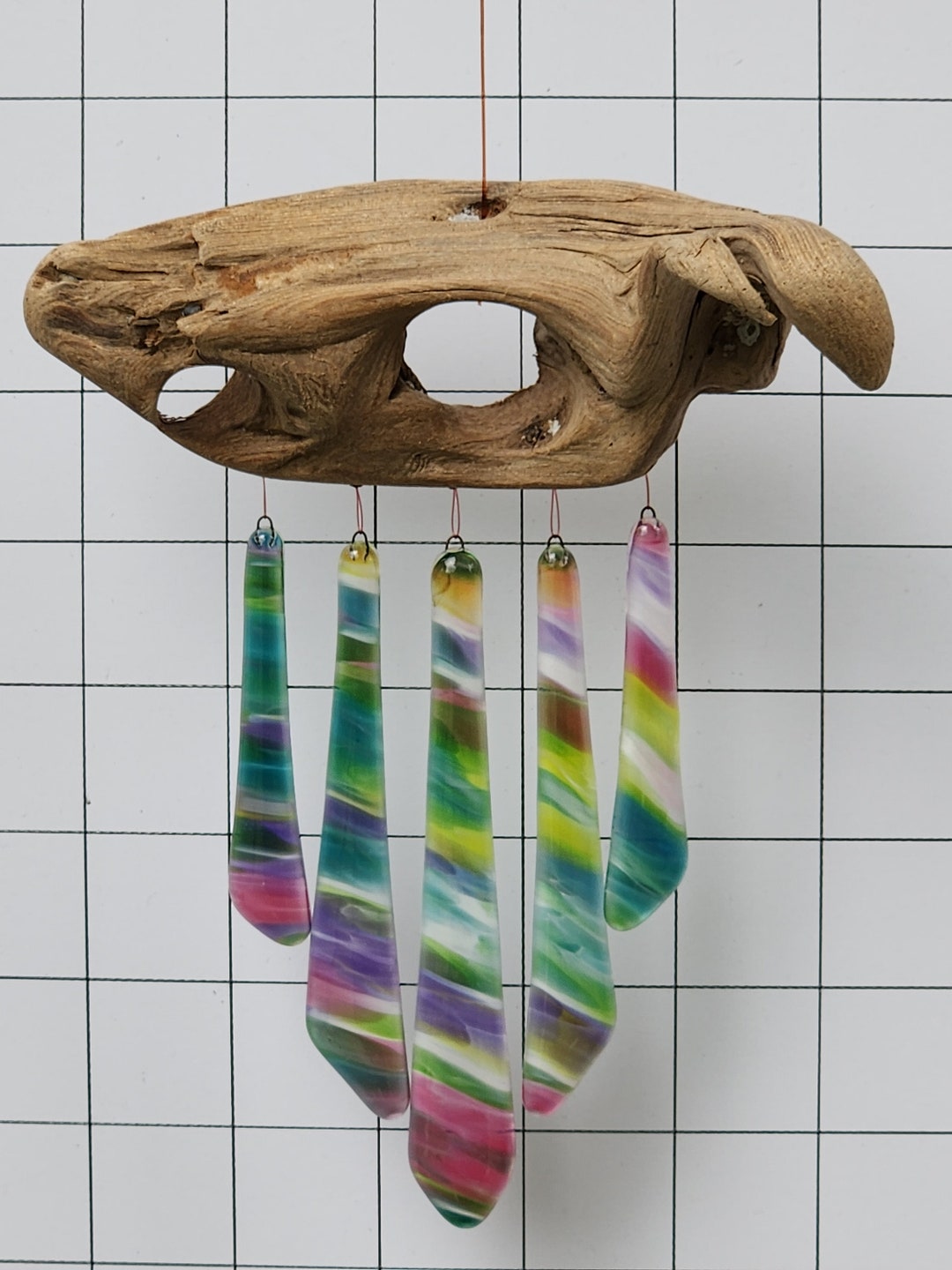 Driftwood Stained Glass Wind Chimes-tinkly Winkler - Etsy