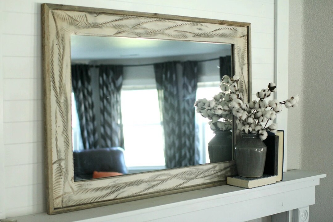 Rustic Mirror - Denali Antique White Heavily Distressed Wood Mirror - Etsy