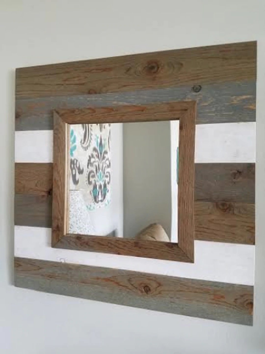 Rustic Slat Modern Mirror - Etsy