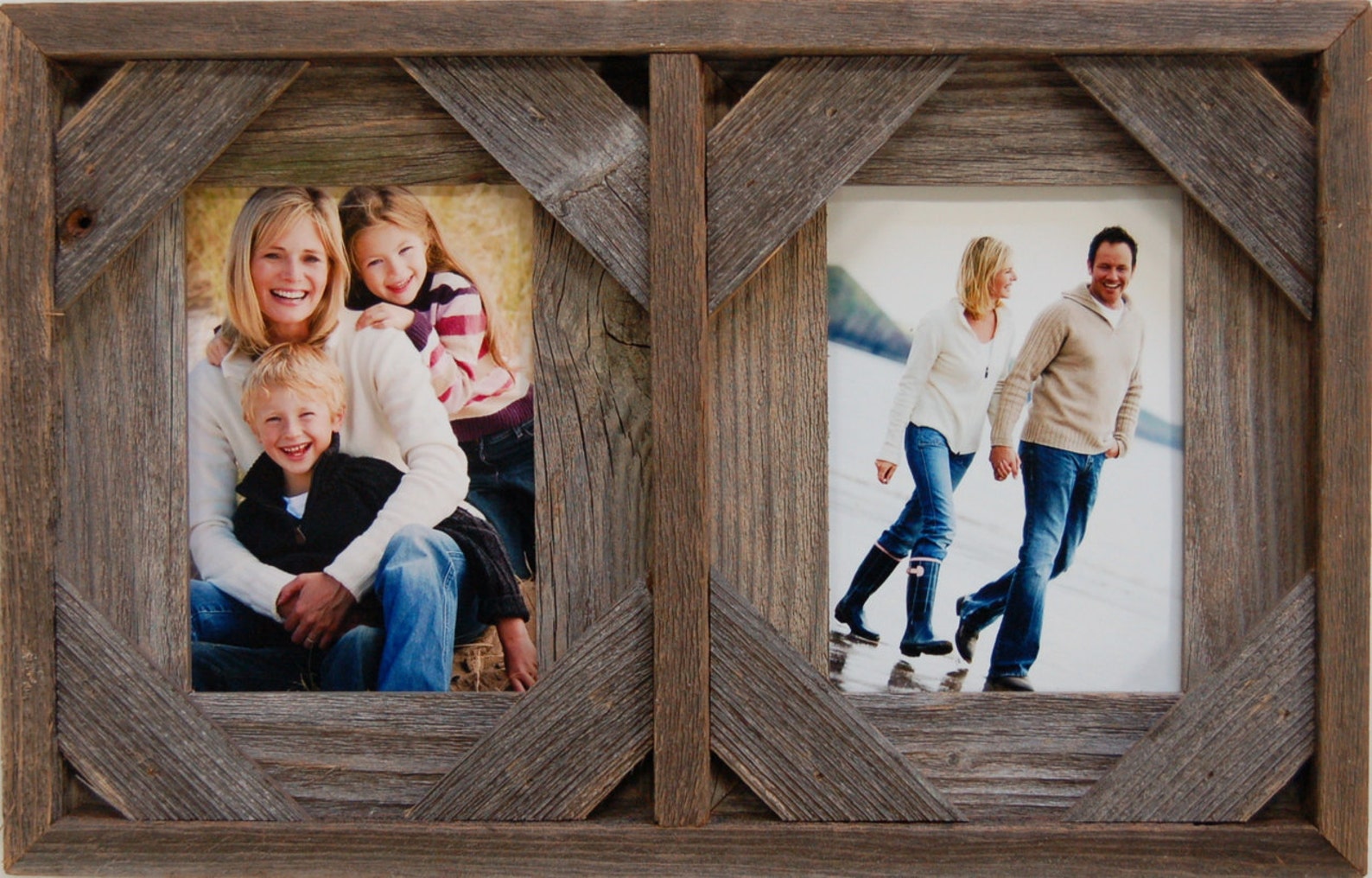 Collage Frame With Two Openings Barnwood With Cornerblocks - Etsy