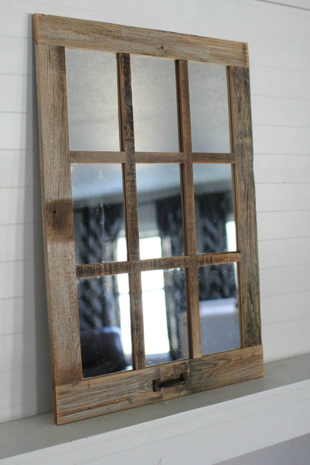Vintage Barnwood Window Mirror | 9 Pane Antique Window Mirror ...