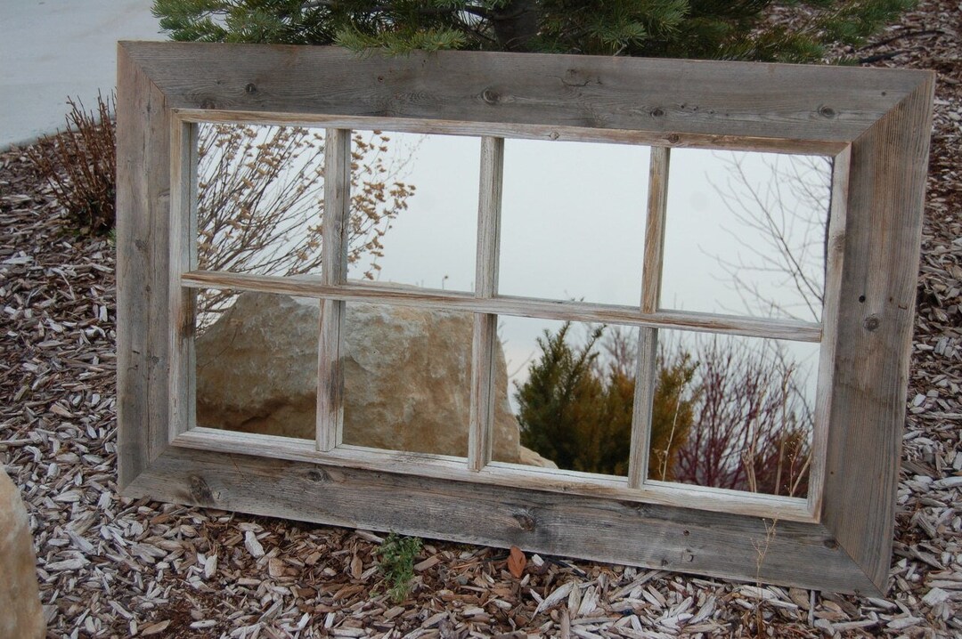 Rustic Mirror - Window Pane Barnwood Mirror - 8 Panes - Etsy
