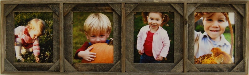 Rustic Barnwood Collage Frame - 4 Opening Multi Photo Frame | Handmade ...