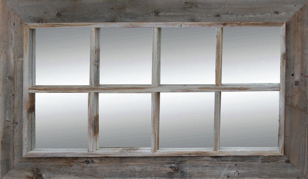 Rustic Mirror - Window Pane Barnwood Mirror - 8 Panes - Etsy