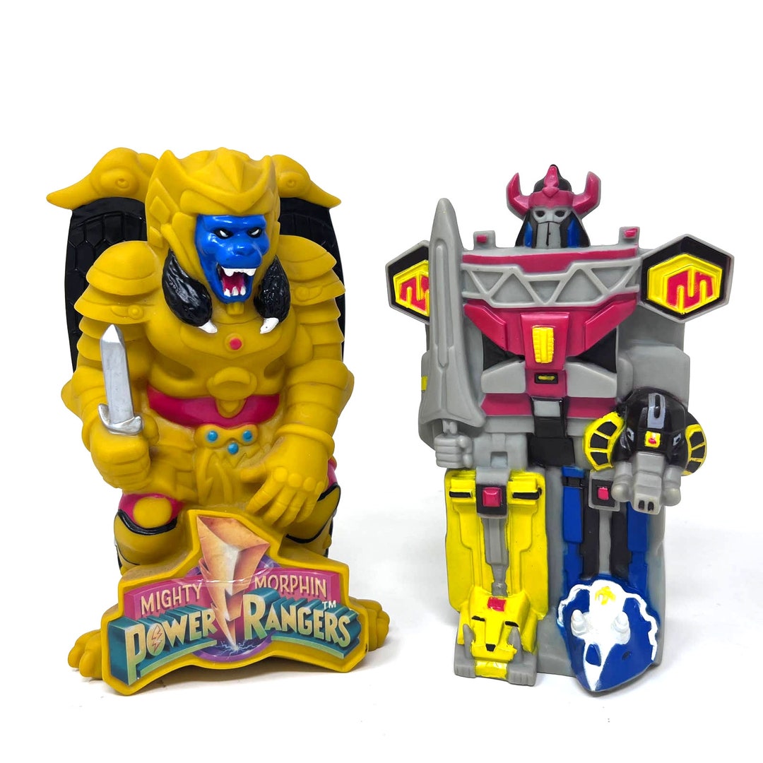 Might Morphin Power Rangers Coin Bank SET Megazord Goldar Vinyl VTG ...