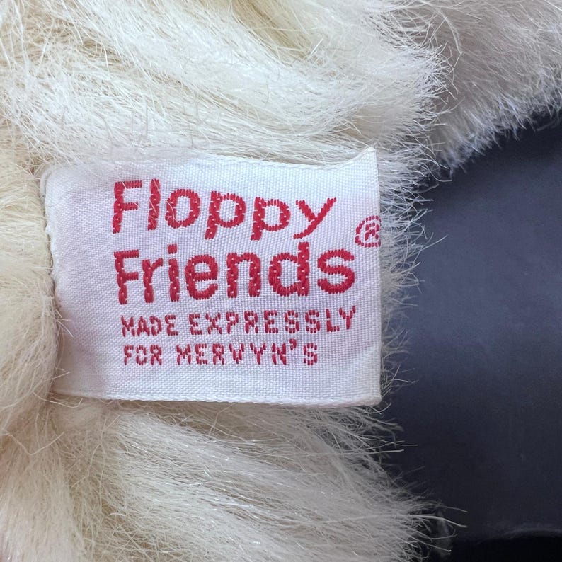 Floppy Friends Mervyn Teddy Bear Plush Cream 22" Lovey Blue Satin Bow ...