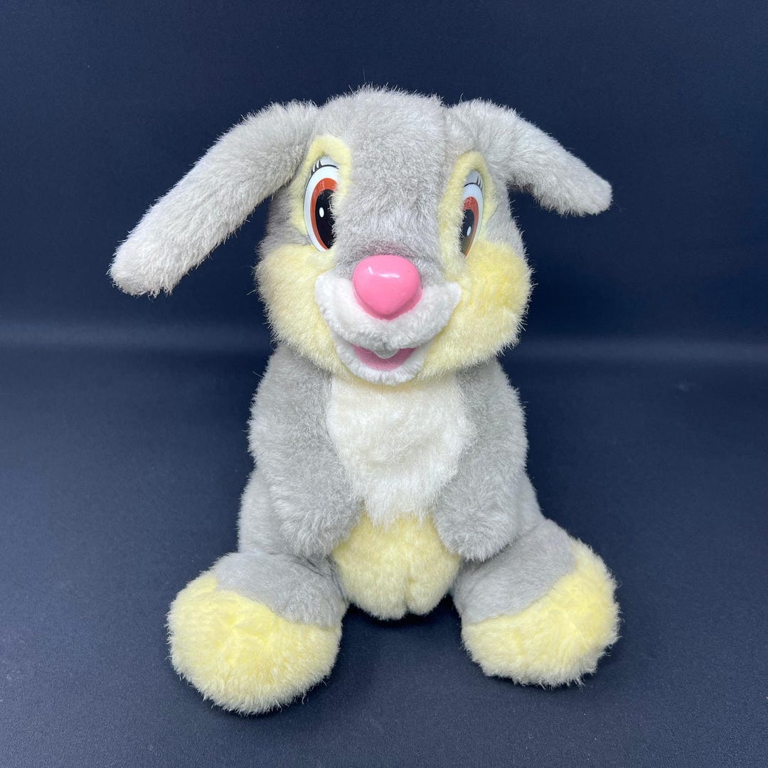 Vintage Disney Thumper Plush 12" Bambi Friend Gray Bunny Rabbit 1992 ...