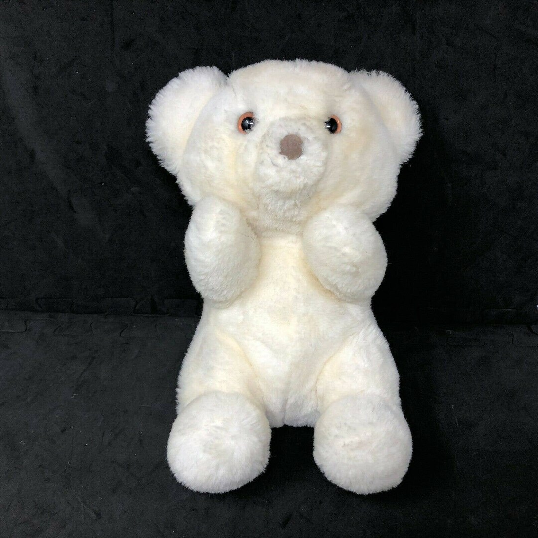 Dakin Seated Teddy Bear Plush Vintage 1984 White Stuffed Animal 10 ...