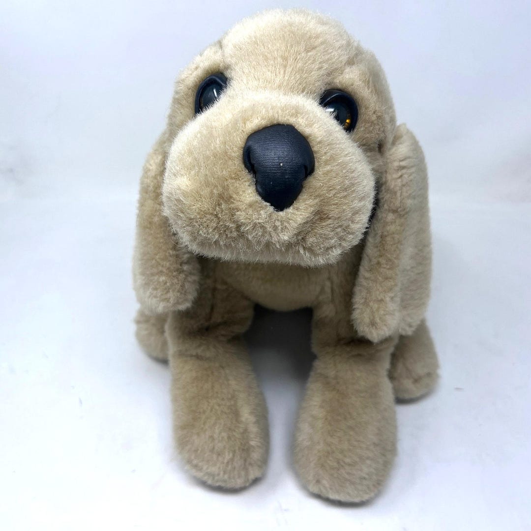 Yellow Labrador Puppy Plush 16" Realistic Golden Retriever Dog VTG ...