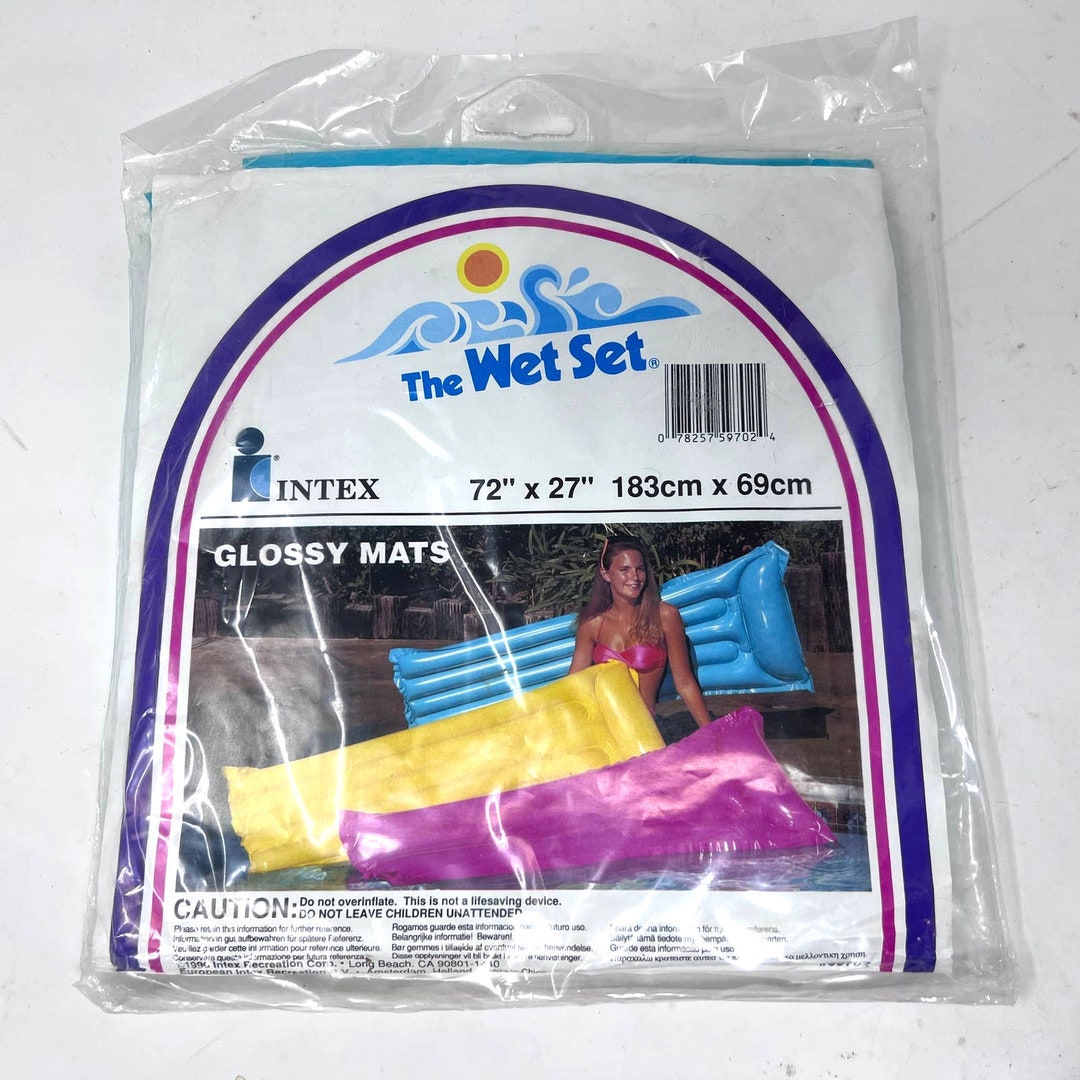 Intex Wet Set Inflatable Pool Glossy Mat Blue 59702 Float 72 X 27 VTG ...