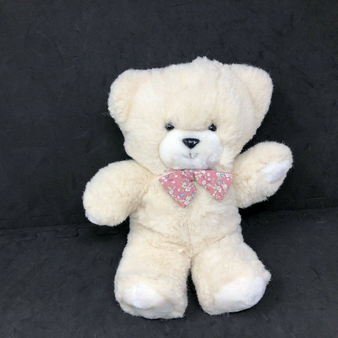 Polar Puff 24K Brad Bear Plush 12 Teddy Cream Pink Floral Bow Tie 1992 ...