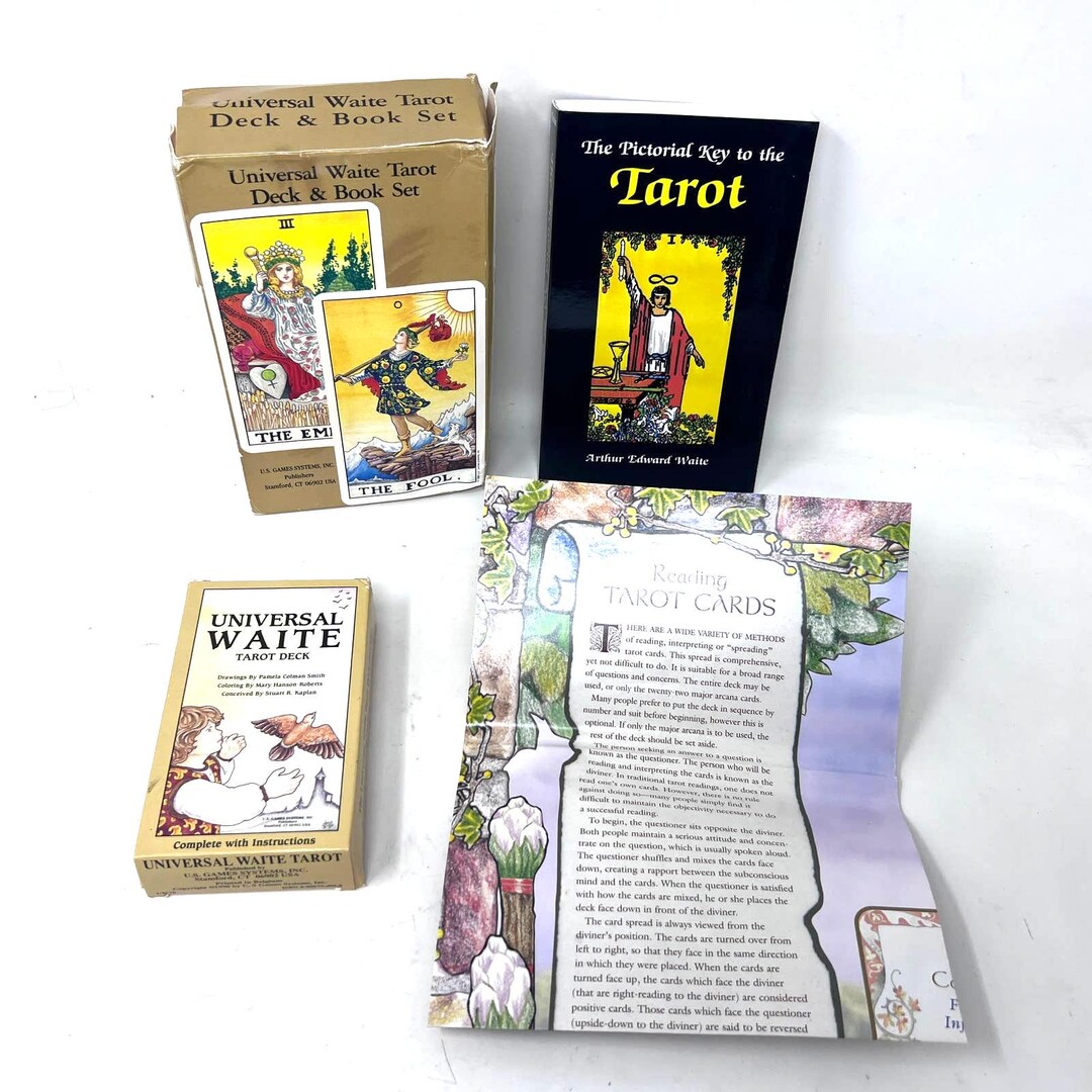 Universal Waite Tarot Deck & Book Set Illustrated Spread Sheet VTG 1990 ...